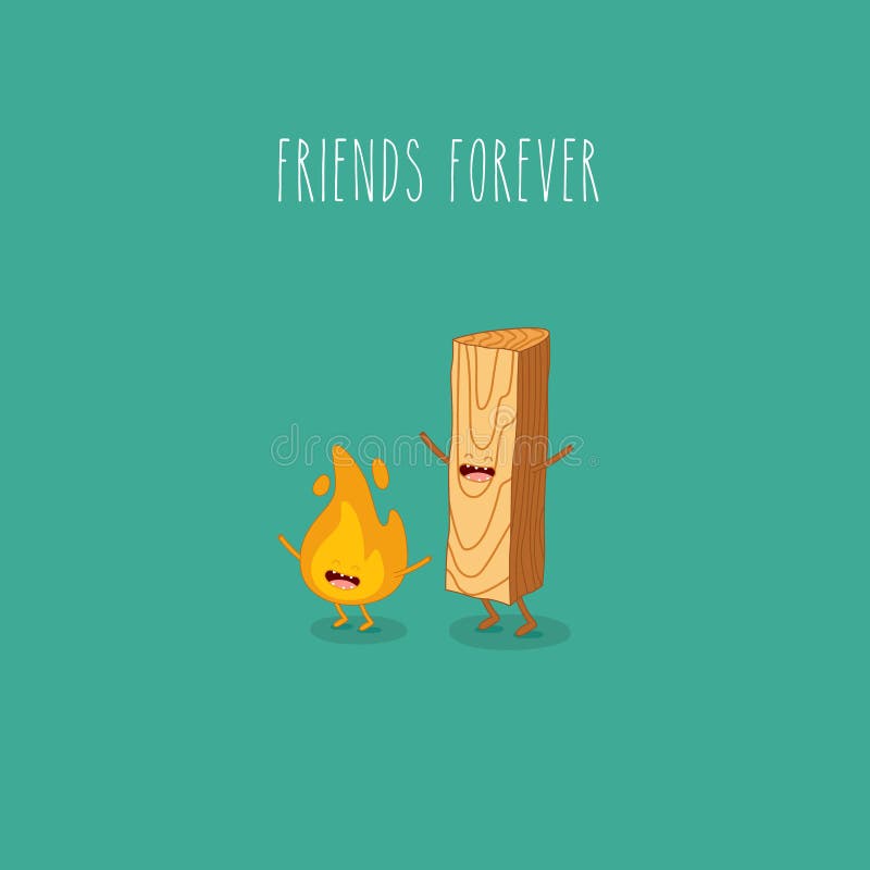 Firewood and Fire Friends Forever. Vector Illustration Stock ...