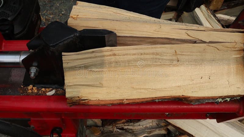 Firewood Log Splitting Using a Gas Powered Log Splitter. Stock Video ...