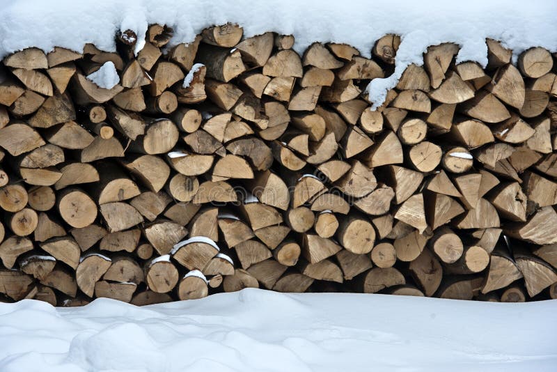 Firewood logs in snow stock image. Image of logging, nature - 29498009