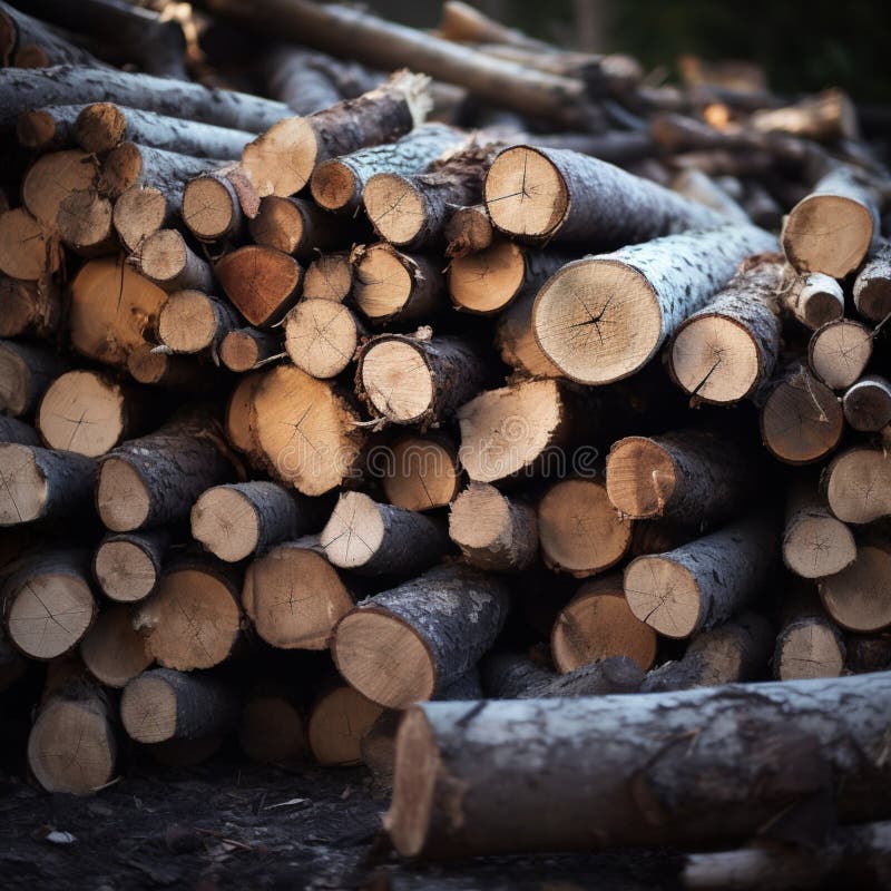 Firewood Logs Stacked for Winter, Creating a Rustic, Cozy Background ...