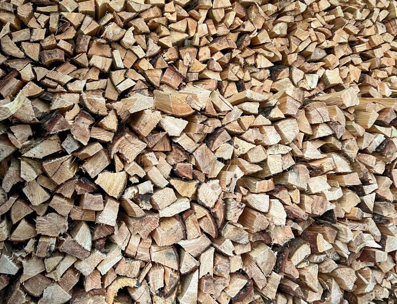 Firewood, Pine, Cut, Split and Stacked To Dry, Close-up As Background ...