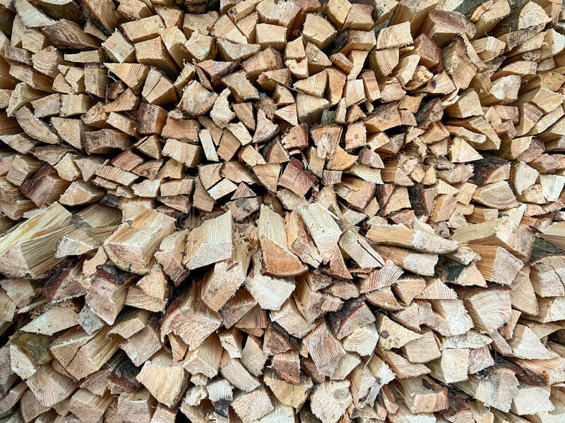 Firewood, Pine, Cut, Split and Stacked To Dry, Close-up As Background ...