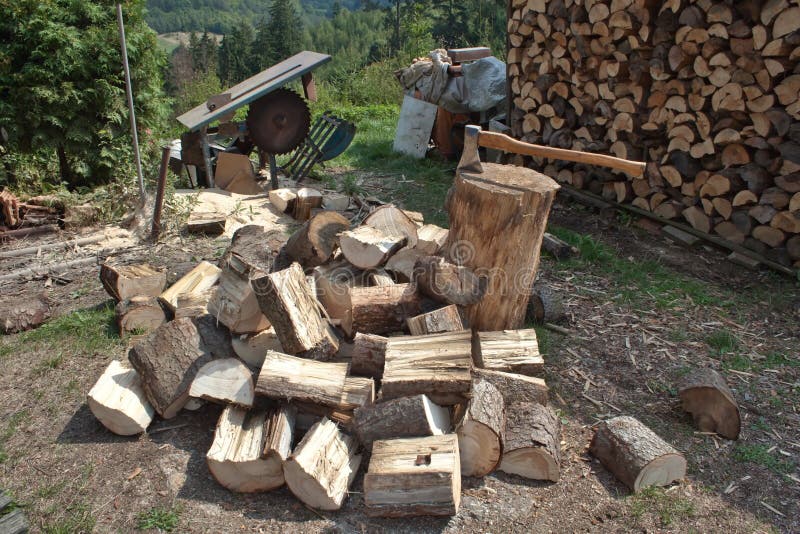 Firewood, Preparing for Winter Stock Photo - Image of pains, effort ...