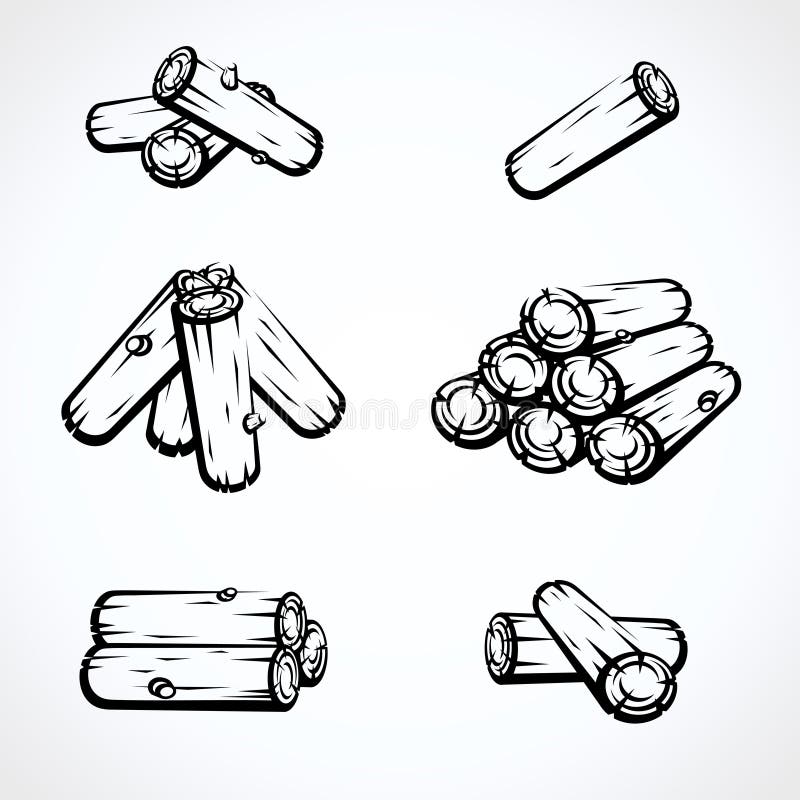 Firewood Set. Elements and Icons Collection Firewood Stock Vector ...