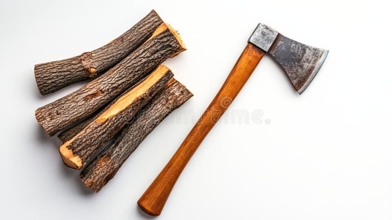 A Firewood Splitting Maul Photographed from Above on a White Background ...