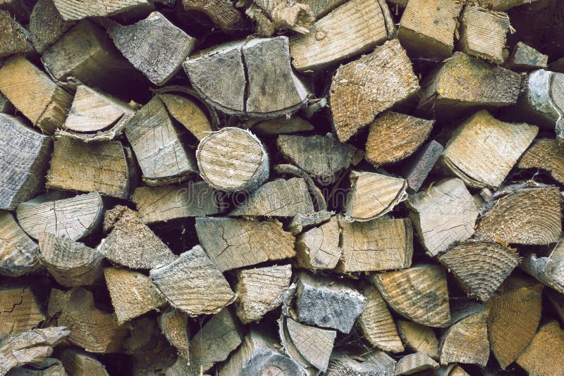 Firewood stack, Detailed shot of firewood stack with different shape