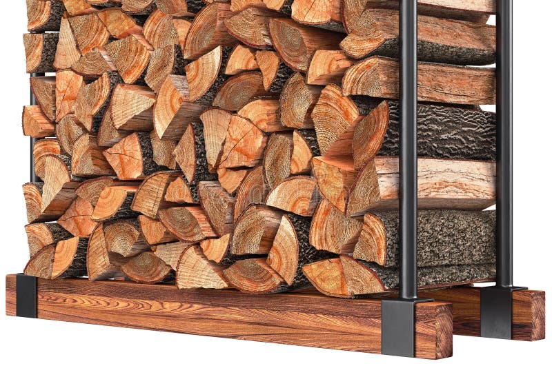 Firewood Stack Metal Rack, Close View Stock Illustration - Illustration ...