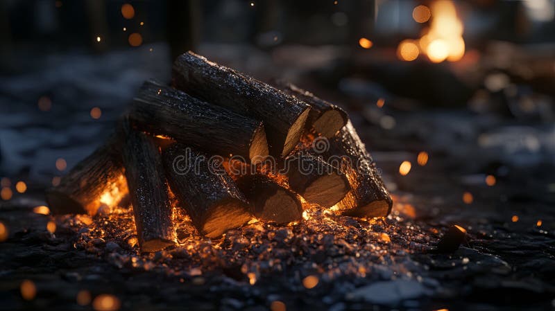 Firewood Stack, Realistic, Cinematic Light, Sharp Focus. Stock Image ...