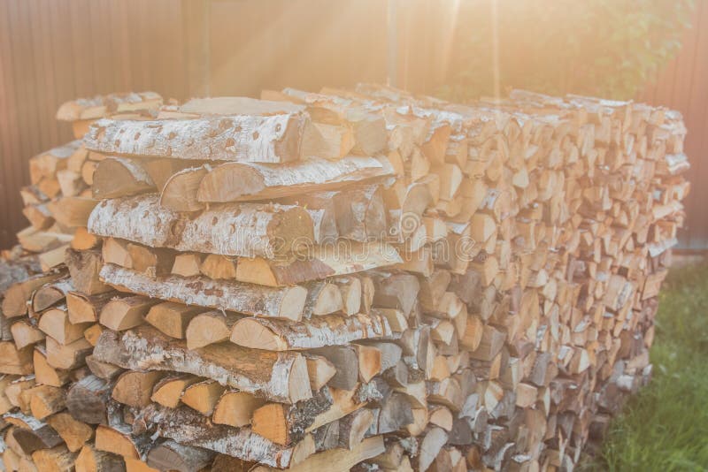 Firewood Stack Storage Wood Materials Chopped Tree Rural Pile Stock ...