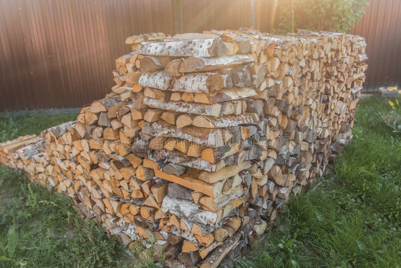 Firewood Stack Storage Wood Materials Chopped Tree Rural Pile Stock ...