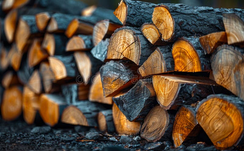 Firewood Stacked in Pile. Stacked Pile of Firewood Timber Stock Photo ...