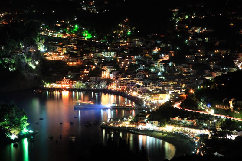 Night View of the Mountainous Village of Metsovo, Greece. Stock Photo ...