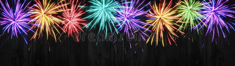 Firework Background Banner Panorama Colorful Festive Firework In