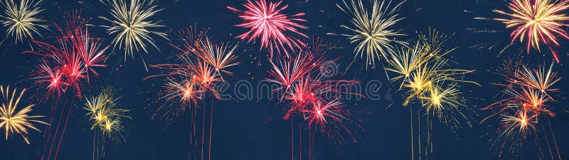 Firework Background Banner Panorama Colorful Festive Firework In