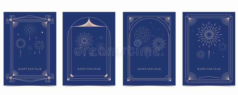 Firework Background in Night with Deco Frame.Editable Vector ...