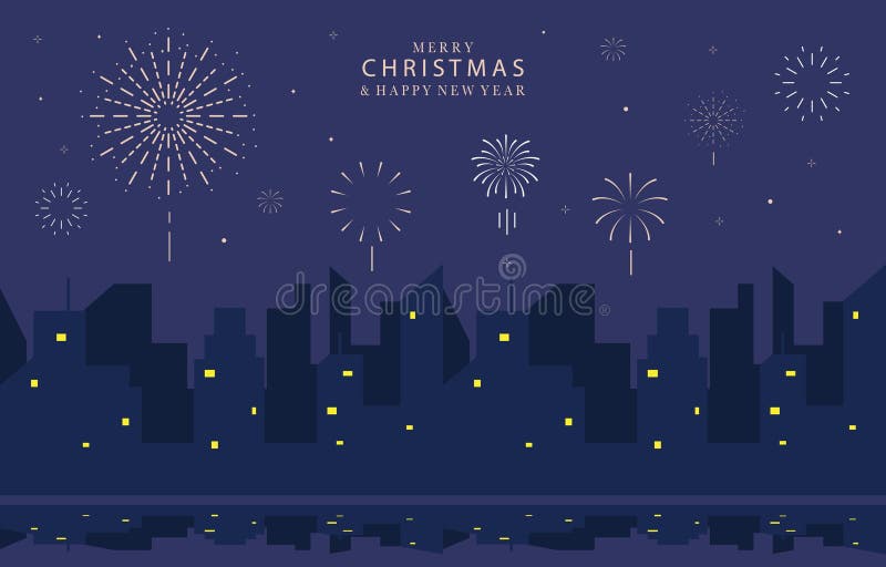 Firework Banner in Night City.Editable Vector Illustration for ...