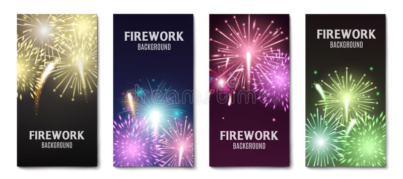 Firework Banner Set - Holiday Celebration Cards Colection Stock Vector ...