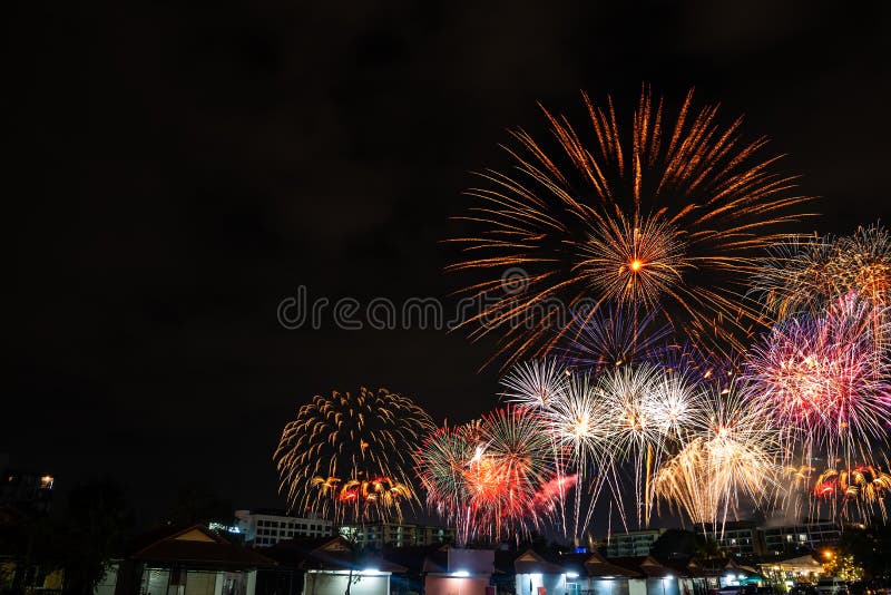 Firework Blast on 1st of January 2019 Celebration Over the Building ...