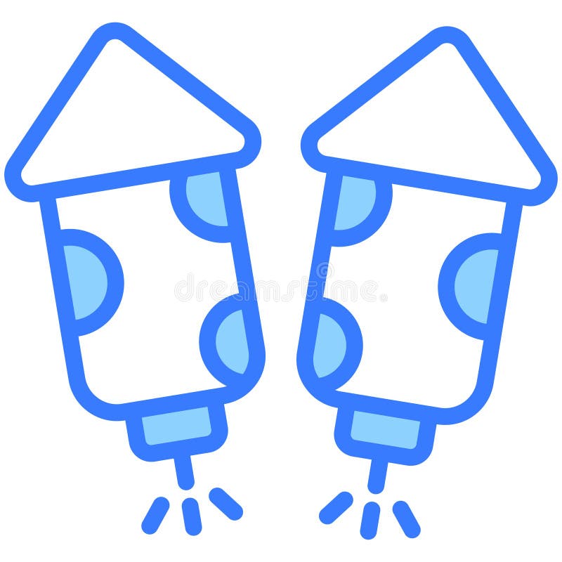 Firework Blue Outline Icon, Isolated Vector Stock Vector - Illustration ...