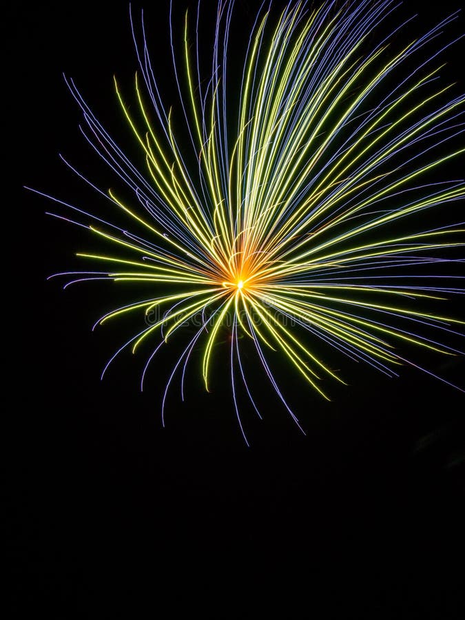 Firework Burst in Night Sky, Long Exposure Stock Image - Image of ...