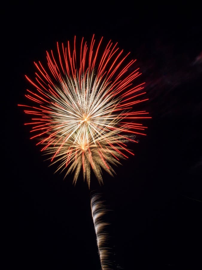 Firework Burst in Night Sky, Long Exposure Stock Image - Image of ...
