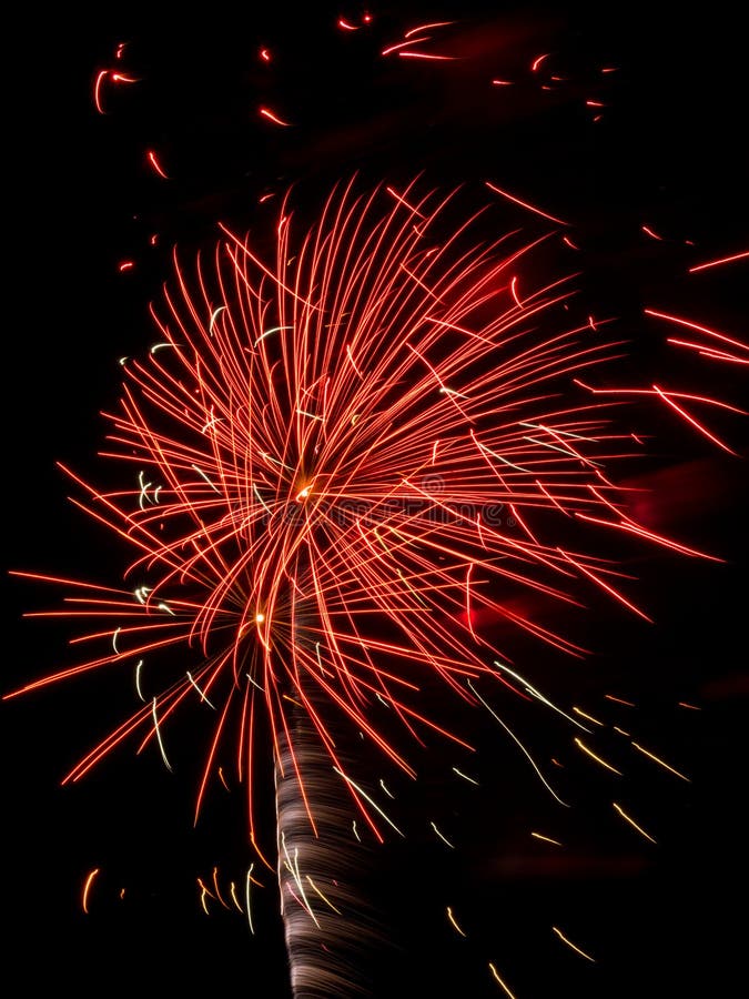 Firework Burst in Night Sky, Long Exposure Stock Image - Image of ...