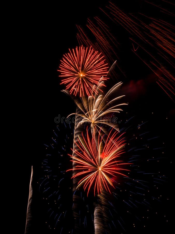 Firework Burst in Night Sky, Long Exposure Stock Image - Image of ...