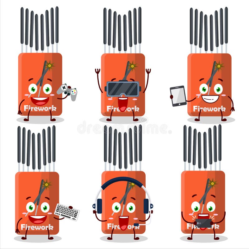 Firework Cartoon Character are Playing Games with Various Cute ...