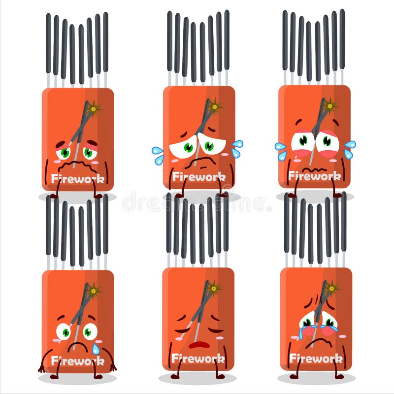 Firework Cartoon in Character with Sad Expression Stock Vector ...
