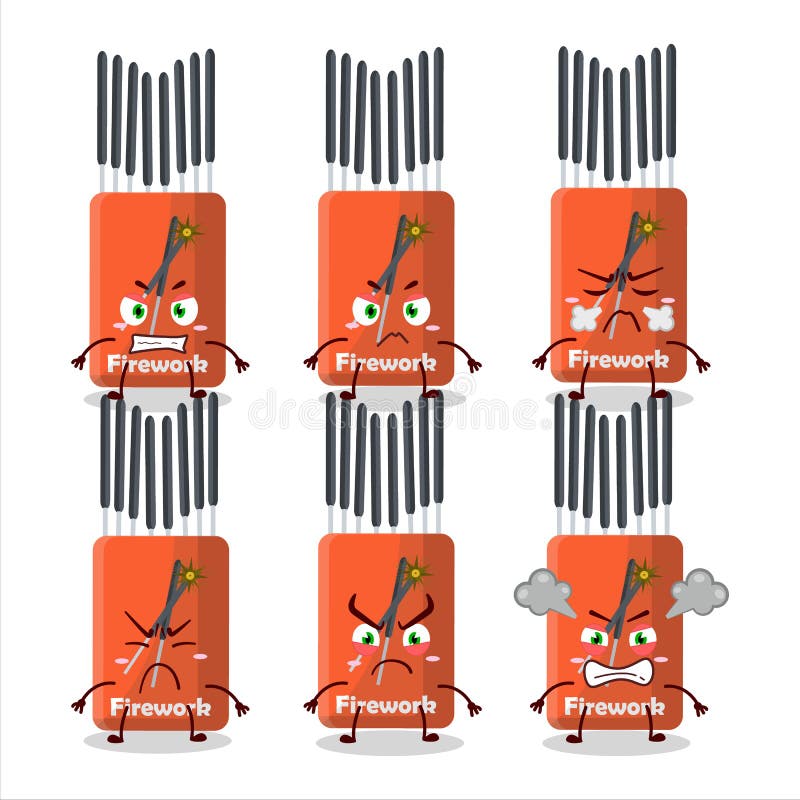 Firework Cartoon Character with Various Angry Expressions Stock Vector ...