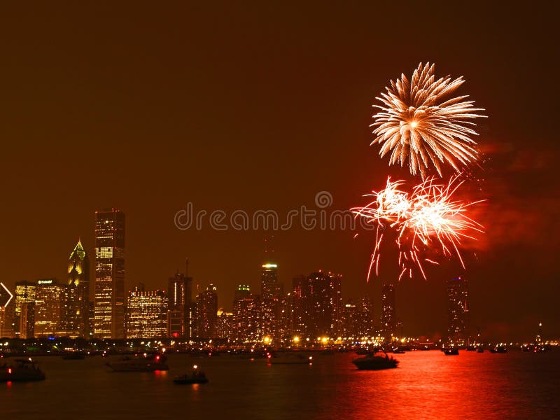Firework in Chicago stock photo. Image of night, holiday - 1478042