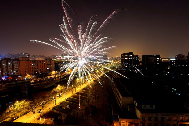 Firework in China at Chinese New Year Stock Image - Image of firework ...