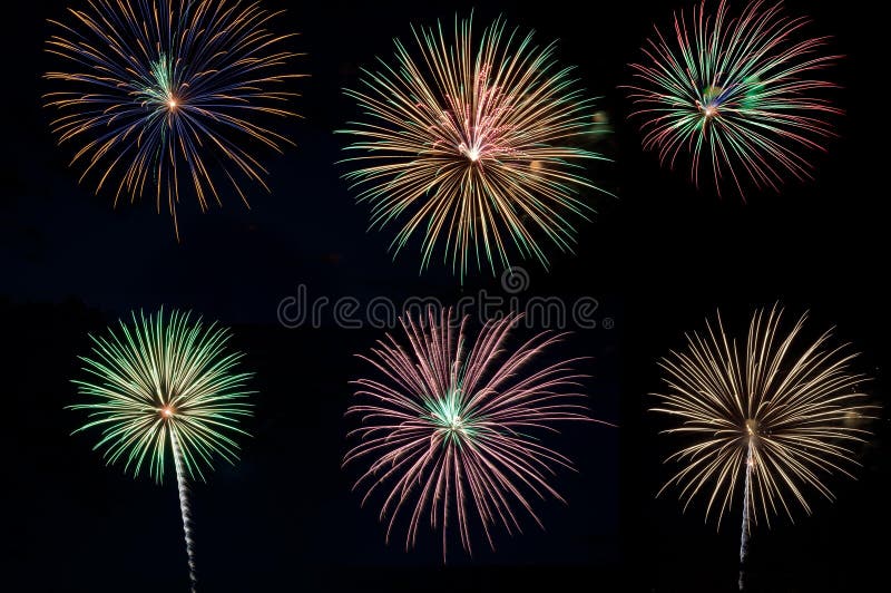Firework Collage stock photo. Image of happy, green, july - 25556788