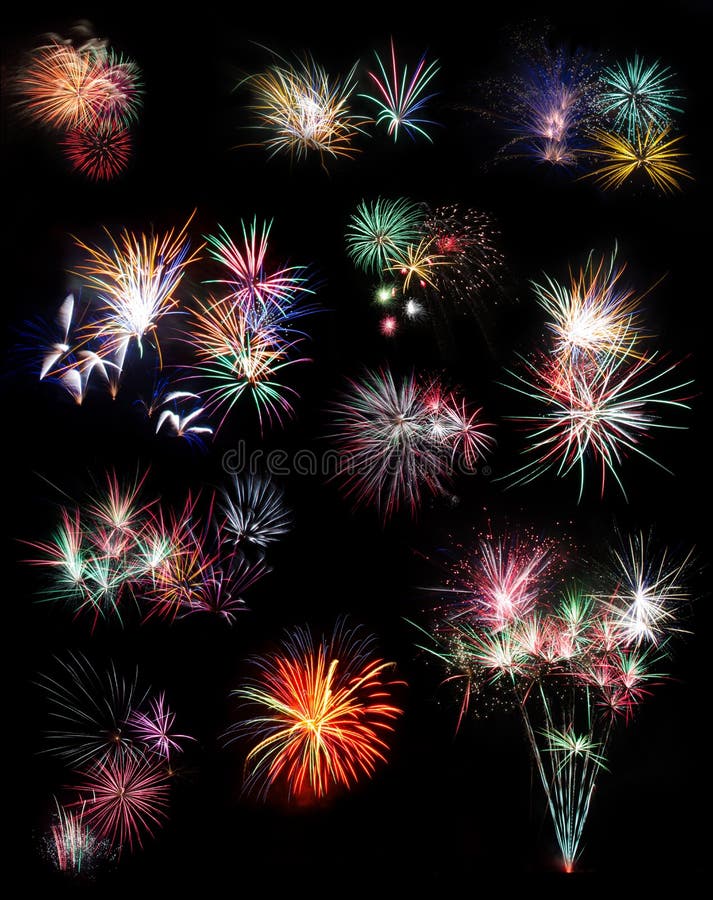 Multiple Firework Pyrotechnic Explosions at Night Stock Photo - Image ...