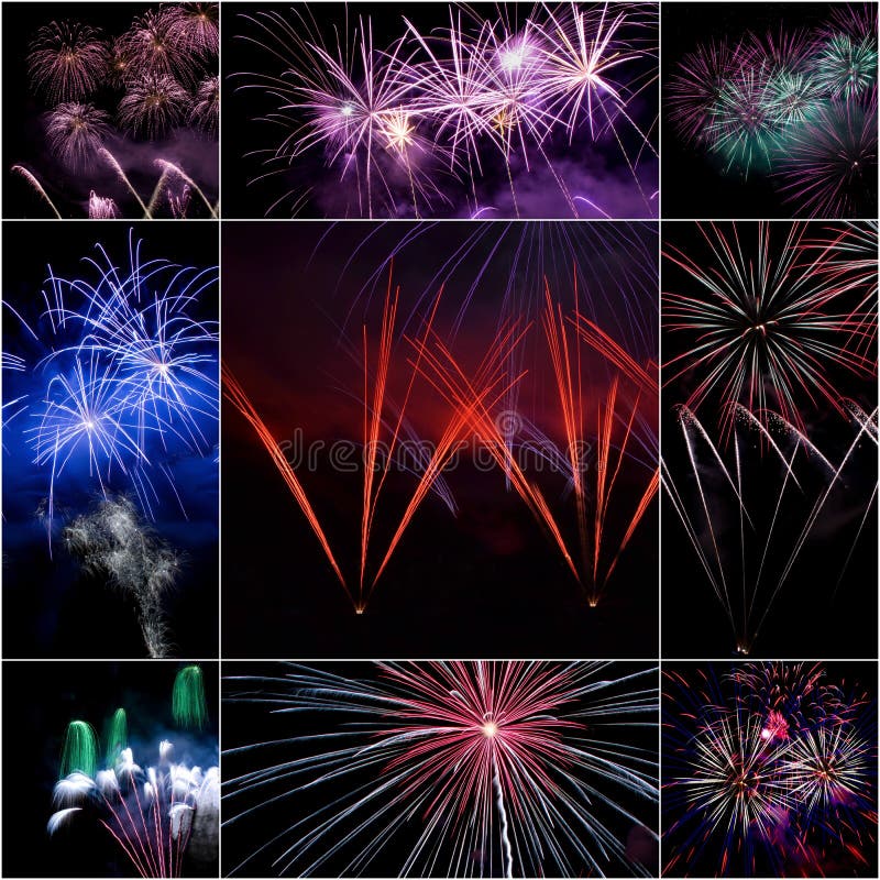Firework Collage stock image. Image of fourth, dark, colors - 33150351