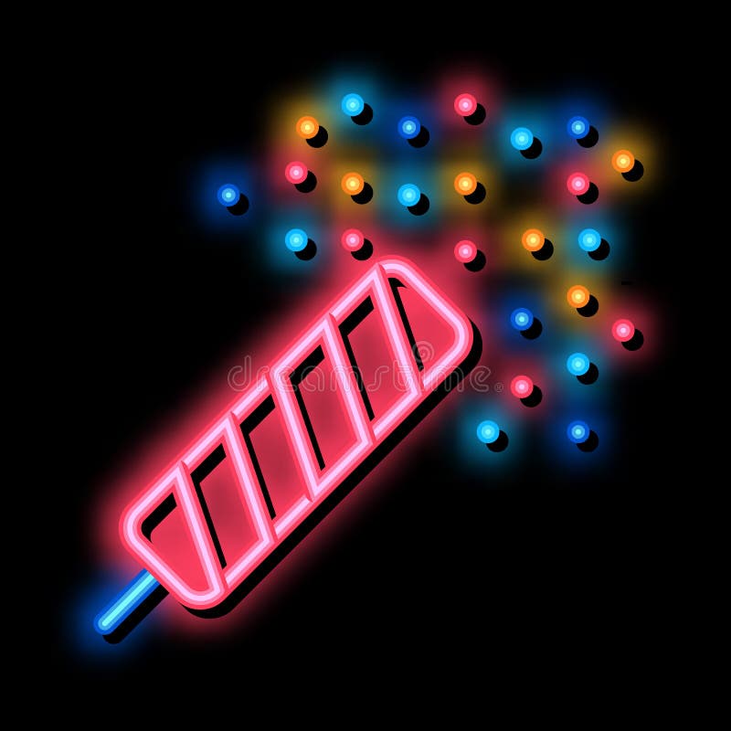 Firework Cracker Neon Glow Icon Illustration Stock Vector ...