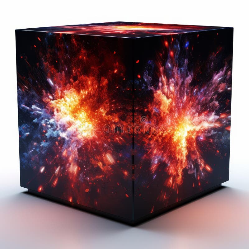 Firework Cube Emitting Colors Isolated on a White Background, Ai ...