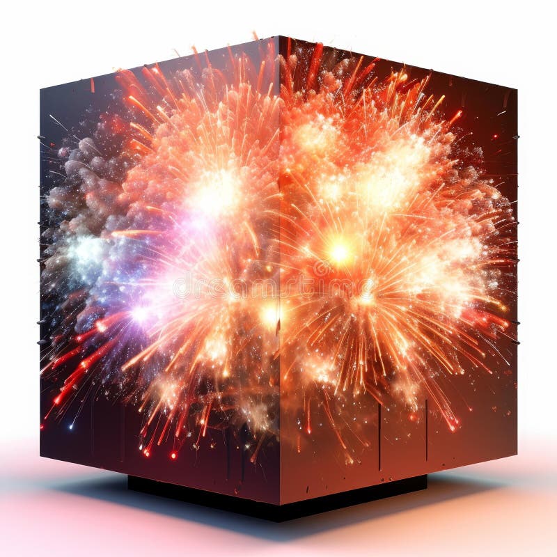 Firework Cube Emitting Colors Isolated on a White Background, Ai ...