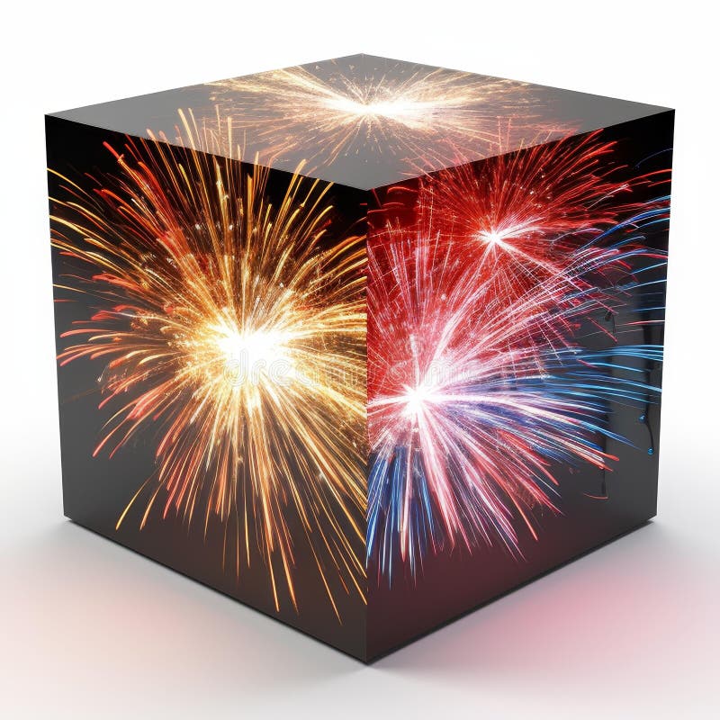 Firework Cube Emitting Colors Isolated on a White Background, Ai ...