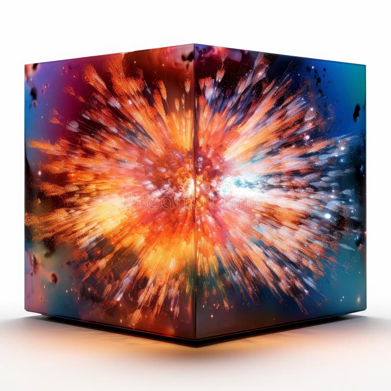 Firework Cube Emitting Colors Isolated on a White Background, Ai ...