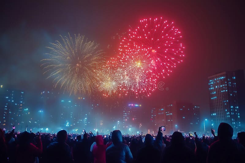 Firework and Dance Party of Crowd in New Year Event. by Generative Ai ...