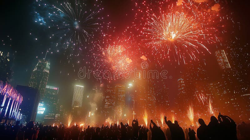 Firework and Dance Party of Crowd in New Year Event. by Generative Ai ...