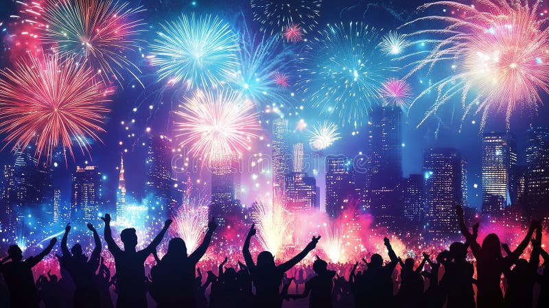 Firework and Dance Party of Crowd in New Year Event. by Generative Ai ...