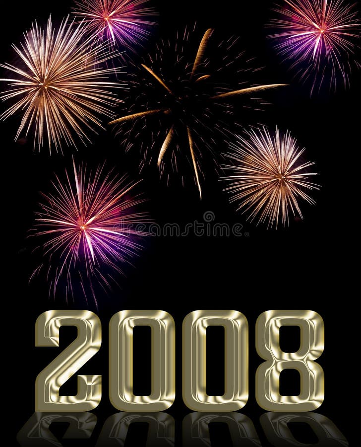 Firework display and 2008 stock illustration. Illustration of years ...