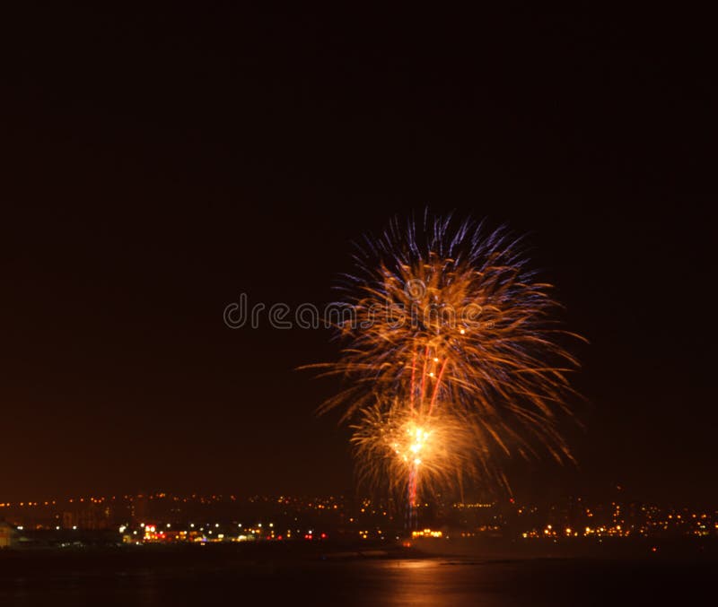 Firework Display at a Coastal Location Editorial Image - Image of flash ...