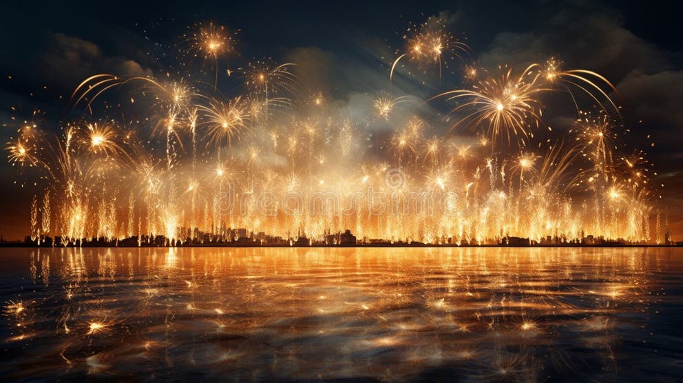 A Firework Display that Creates the Illusion of a Rippling Wave of ...