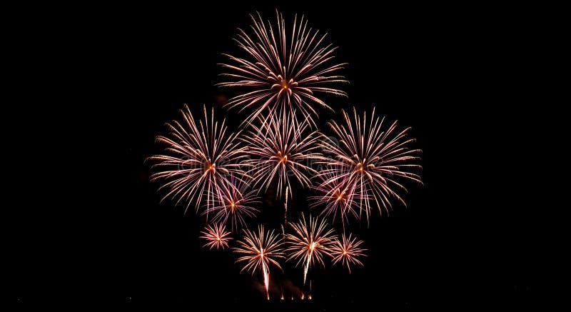 Firework Display Exploding in Dark Night Sky Celebration Stock ...