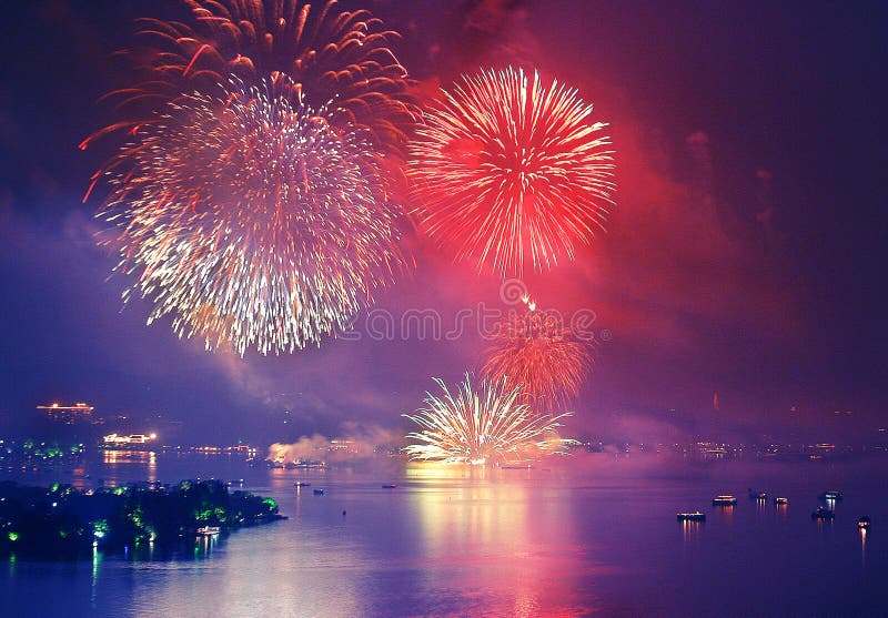 Firework Display stock photo. Image of reflection, pear - 81528270