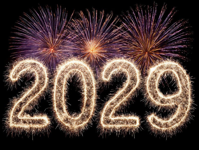 Firework Display Forming Numbers 2021 in Various Colors Against a Dark ...