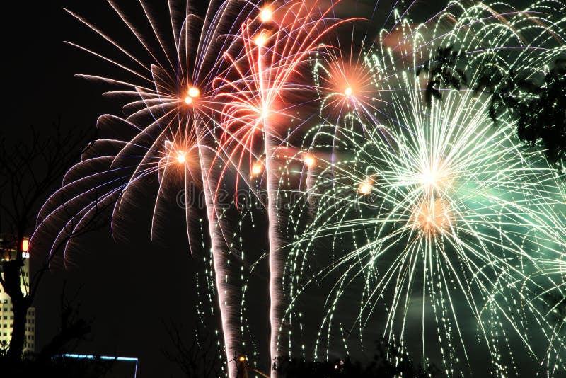 Firework display at night stock image. Image of firework - 26116261